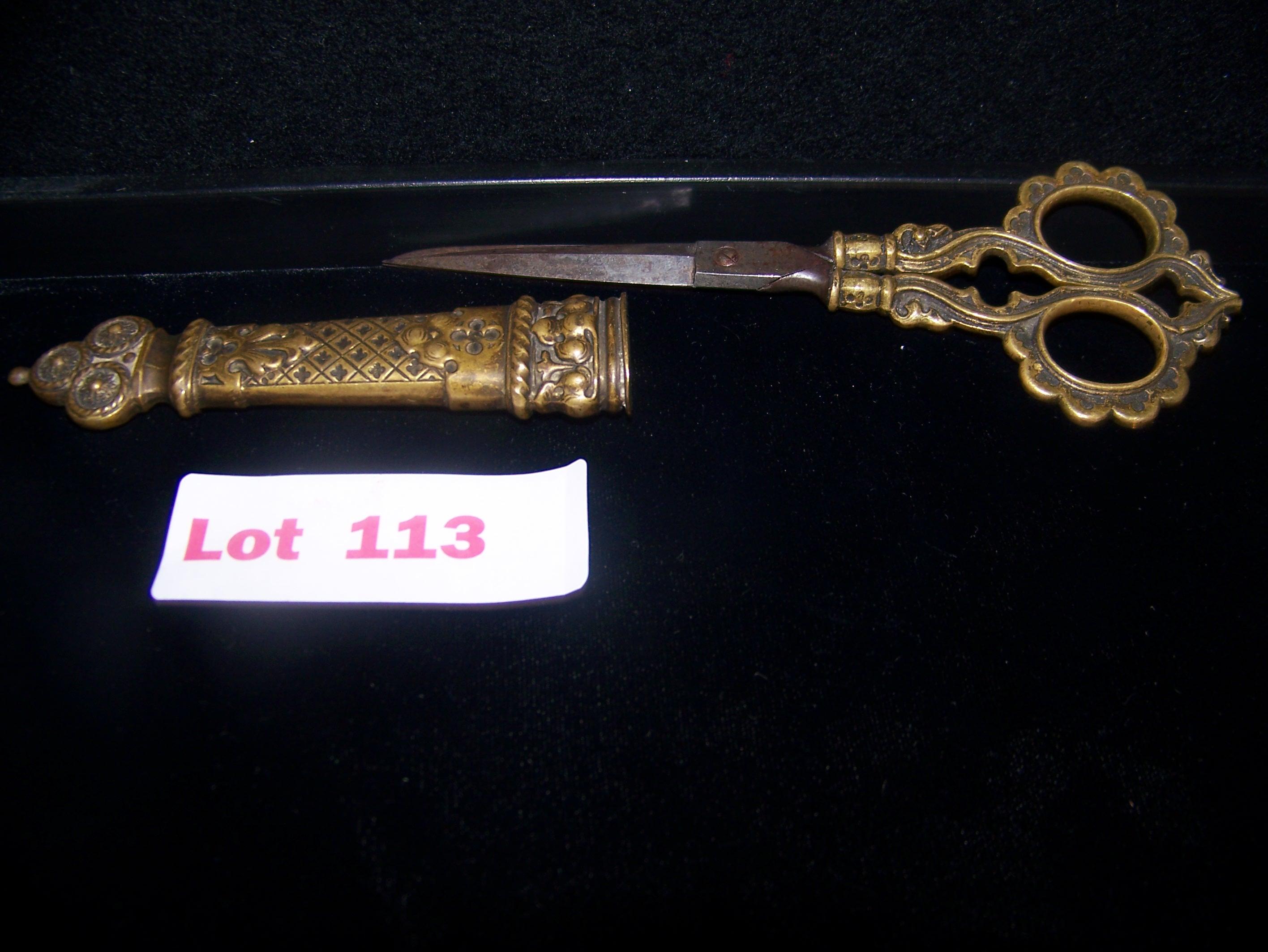 Antique Victorian style brass scissors made in Germany