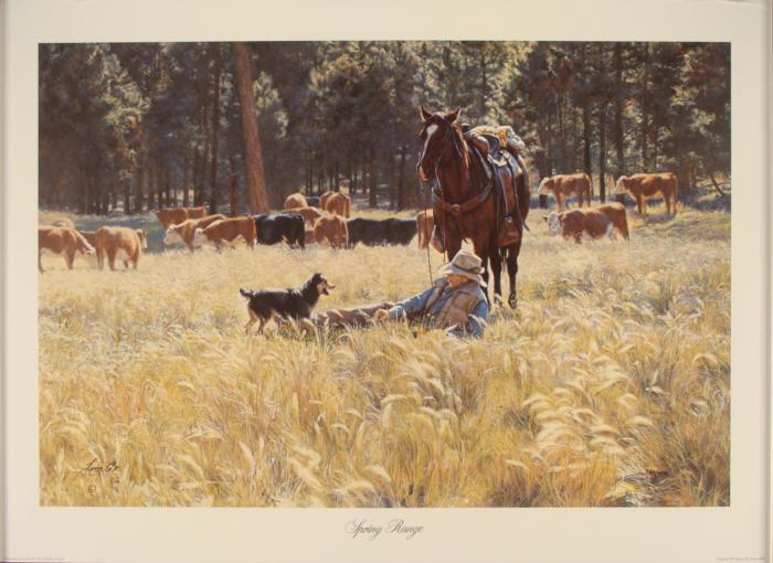Tim Cox Signed Cowboy Art Print Spring Range