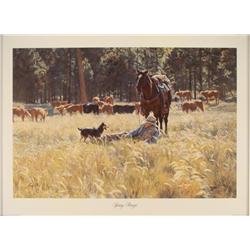 Tim Cox Signed Cowboy Art Print Spring Range