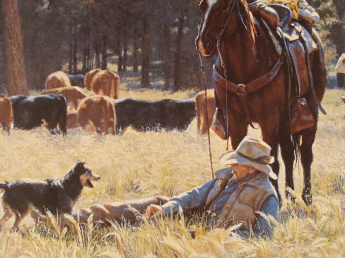 Tim Cox Signed Cowboy Art Print Spring Range