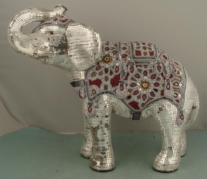 Mirror Mosaic Art Circus Elephant Sculpture Figure Rare