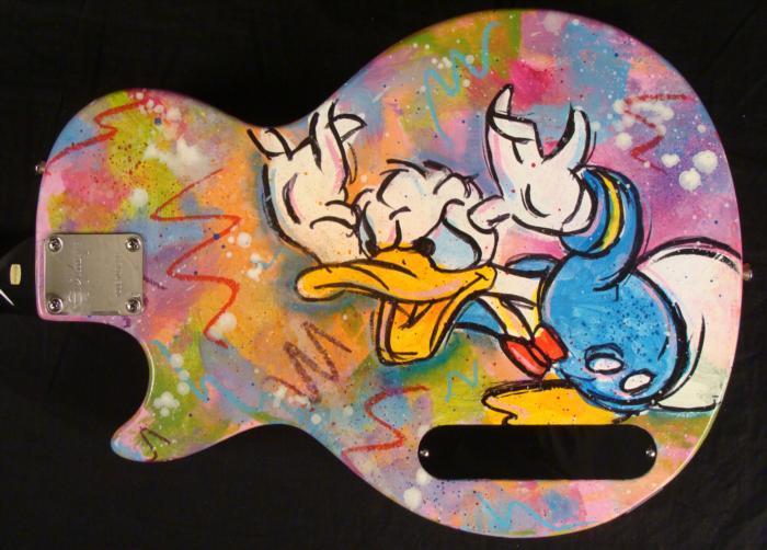 Duerrstein Orig Painted Mickey Mouse Donald Duck Guitar