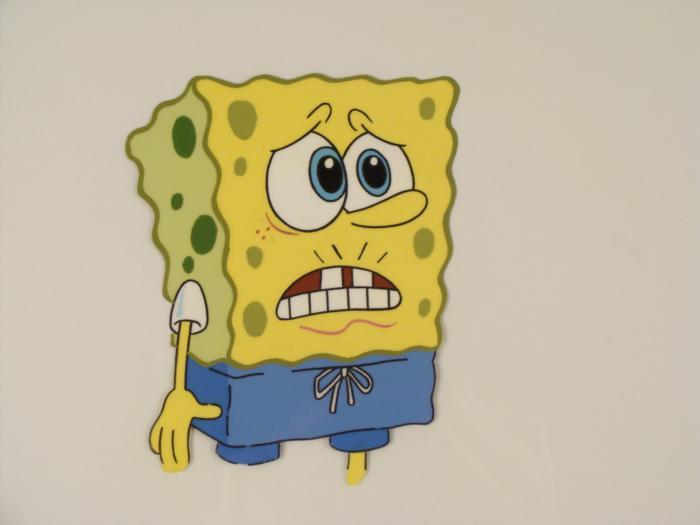 Original SpongeBob Unhappy Art Cel Production Troubled