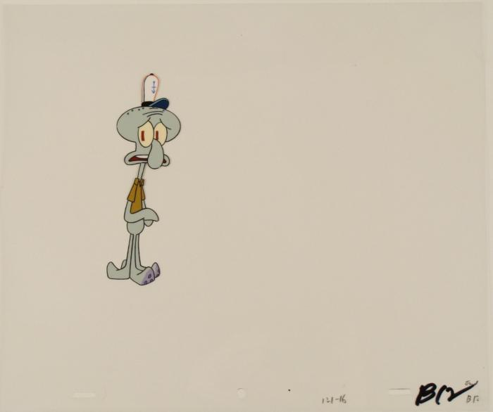 Nervous Squidward Original Animation Spongebob Cel Art