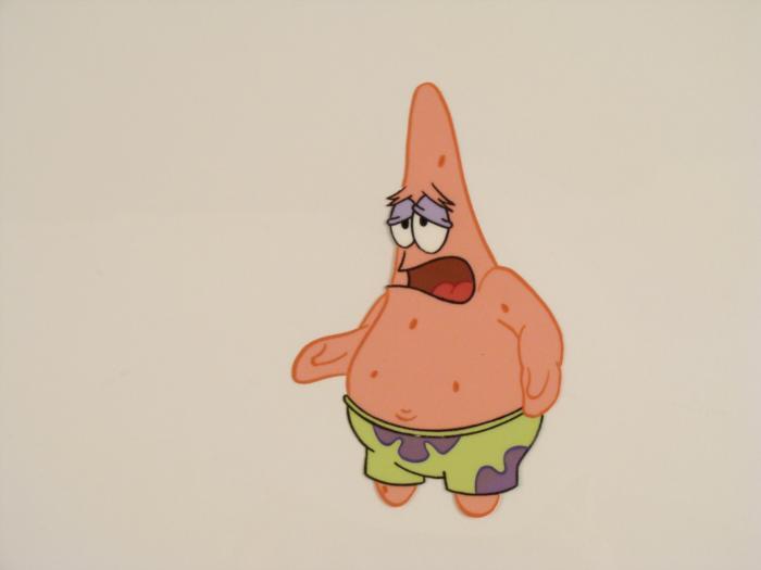 Production Cel Original Shrug Shoulders SpongeBob Art