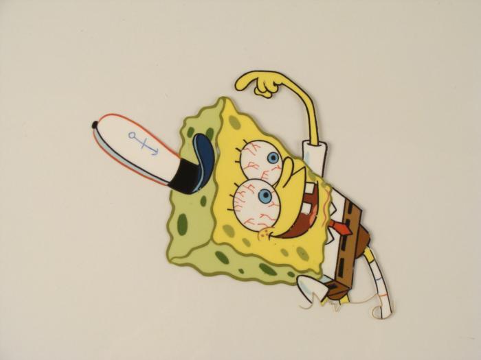 SpongeBob Red Veins Eyes Original Animation Art Cel