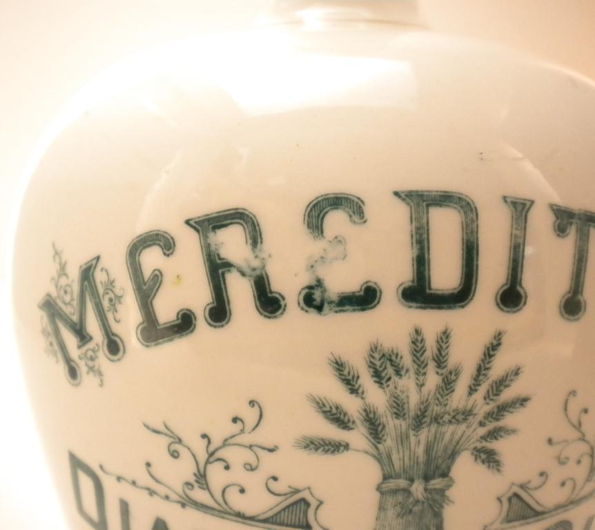 Pre-Prohibition Whiskey Jug "Meredith's Diamond Club Pure Rye 1880"