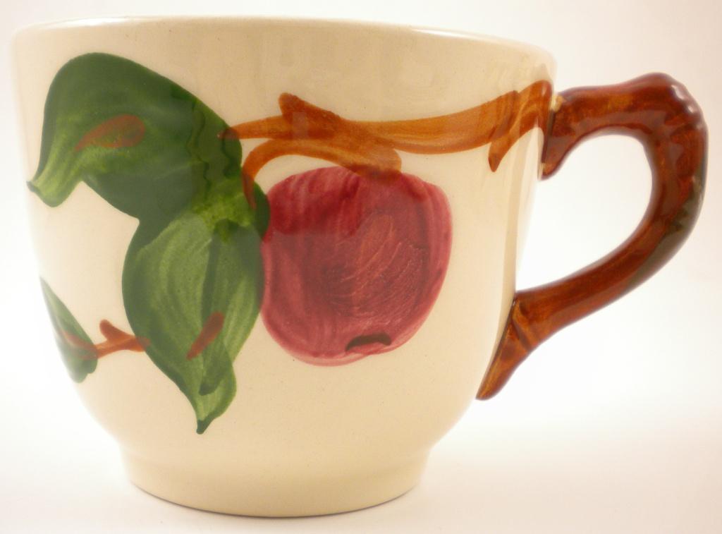 Four Franciscan Ware Apple Pattern Cups & Saucers