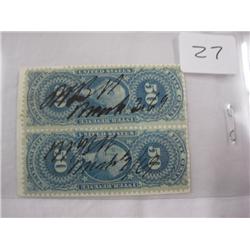 US 1862-71 50 Cent Blue Revenue Stamp