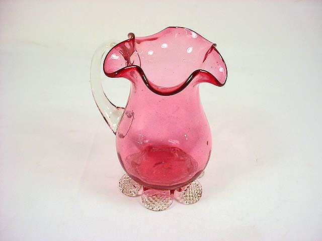 MATCHING ANTIQUE VICTORIAN ERA CRANBERRY GLASS PIT