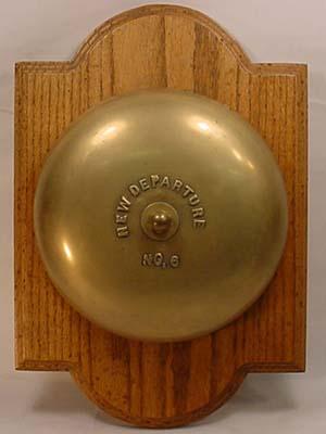 VINTAGE FIRE STATION ALARM BELL MOUNTED ON WOOD PL