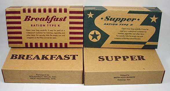 LOT OF 3 WW2 US MILITARY K RATION BOXES - CARDBOAR