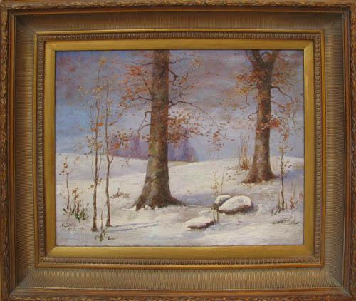 M.L. Smith Winter Landscape painting