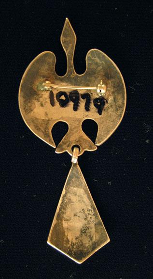 Peyote Bird Pin, Navajo, mid 20th century