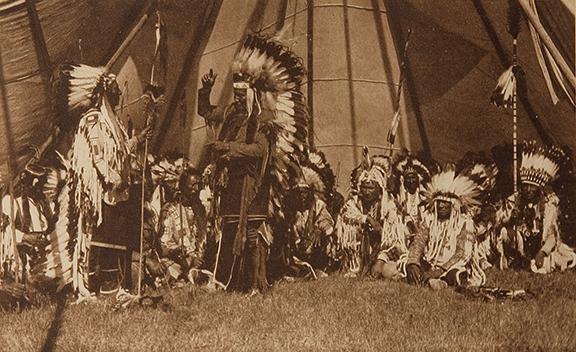 Group of Four Dixon Photogravures: "The Council Pipe", "Chief Red Whip ...