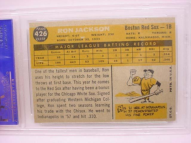 1960 TOPPS RON JACKSON BASEBALL CARD NO. 426 - PSA