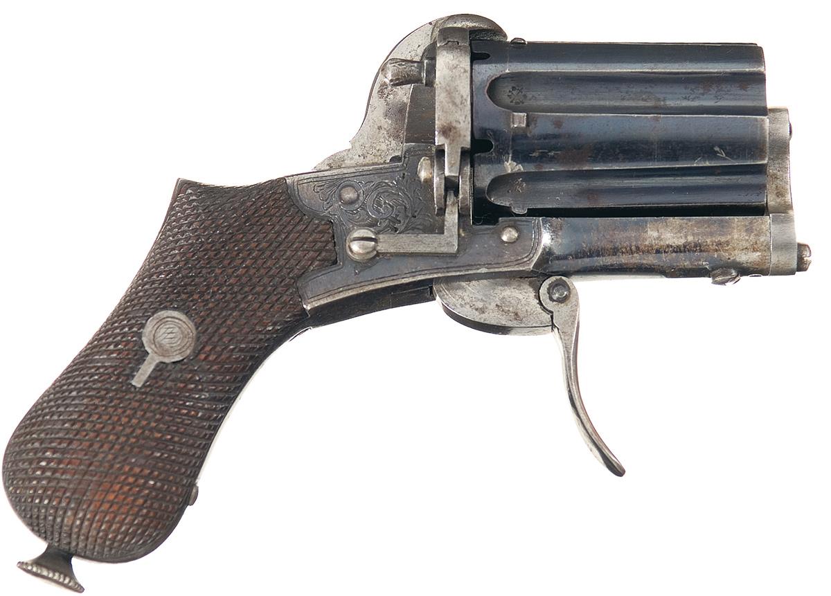 Engraved Meyers Marked Pinfire Pepperbox