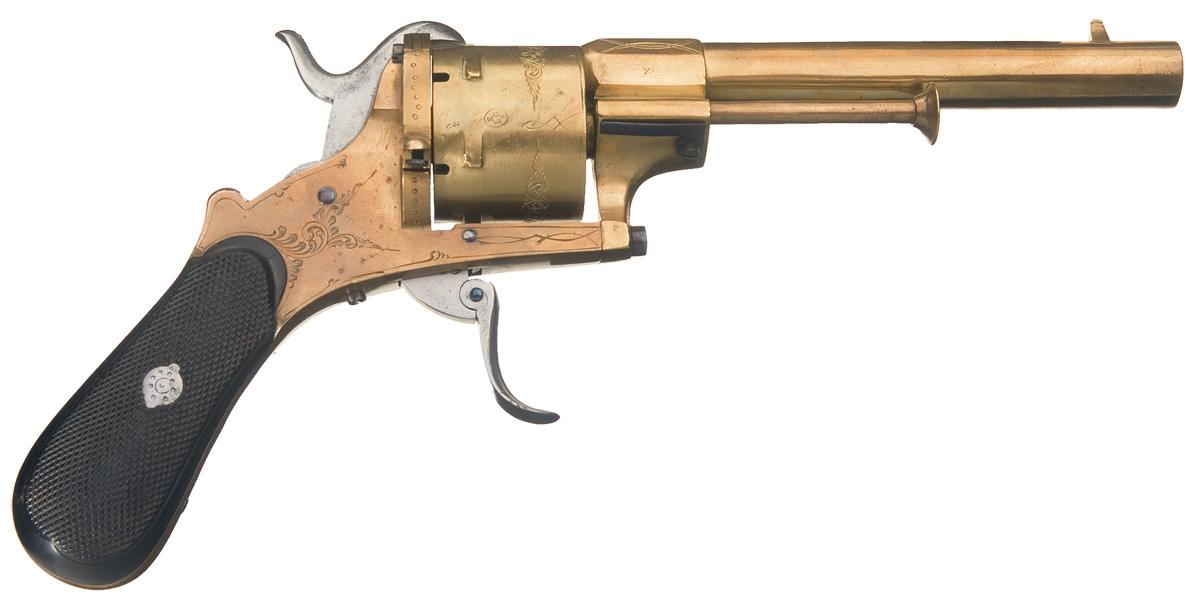 Unique Brass Le Faucheux Double Action Pinfire Revolver