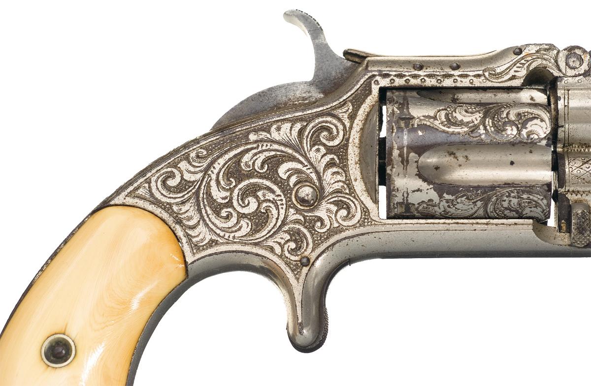Engraved Smith & Wesson Model 1 1/2 Second Issue Revolver with Ivory Grips