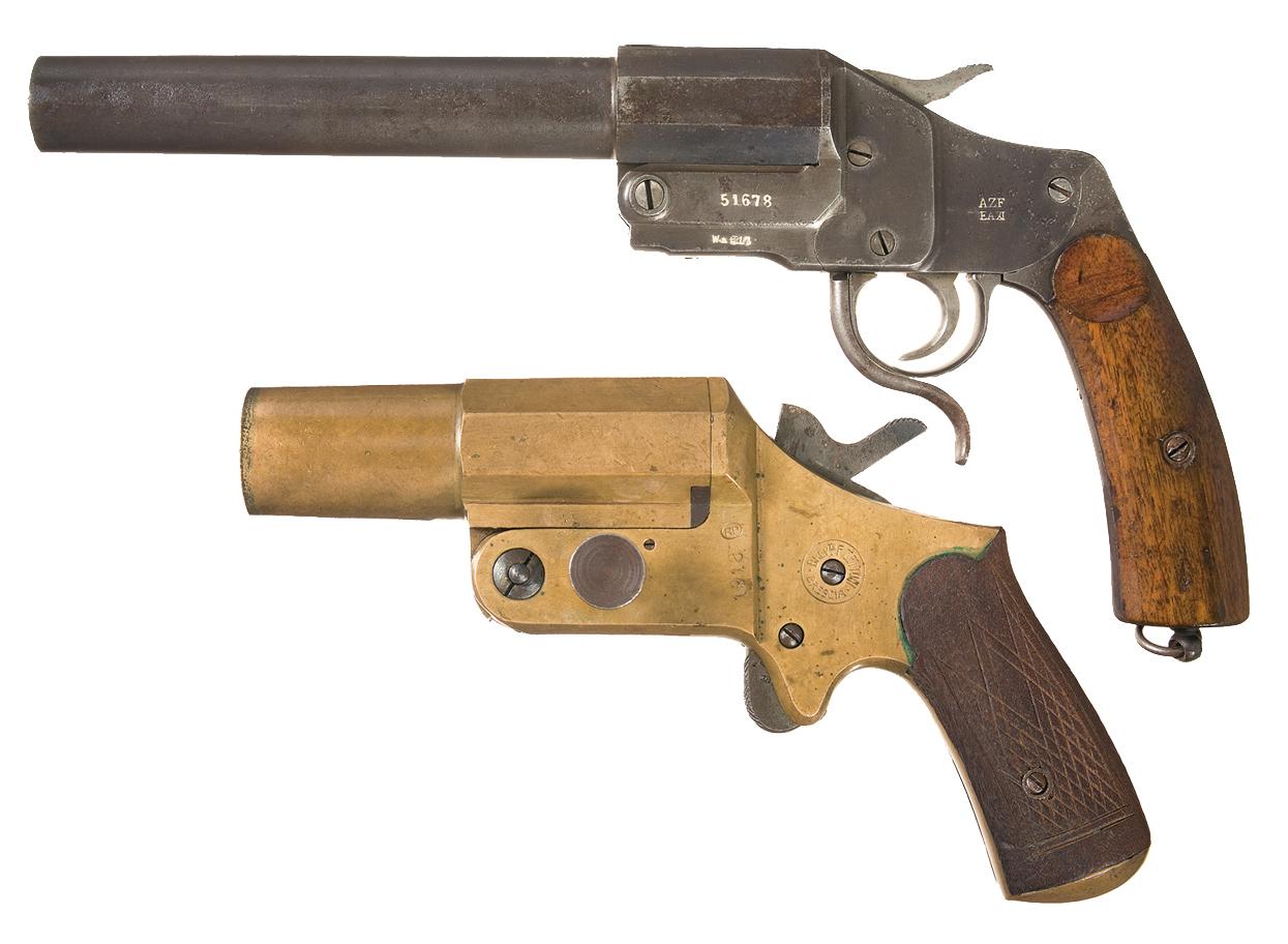 Two WWI European Flare Pistols A) WWI Hebel Model 1894 Flare Pistol
