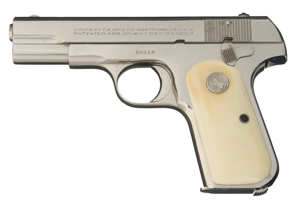 Excellent Colt Model 1908 Semi-Automatic Hammerless Pocket Pistol with ...