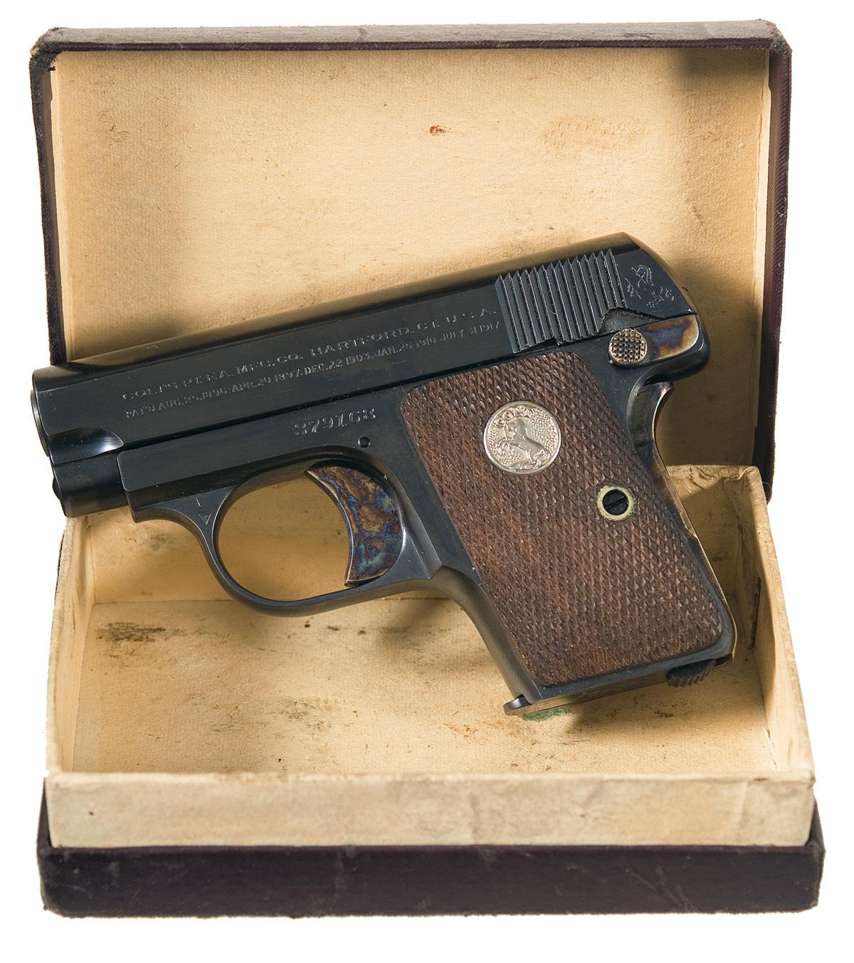 Exceptional Colt Model 1908 Hammerless .25 Pocket Pistol with Box