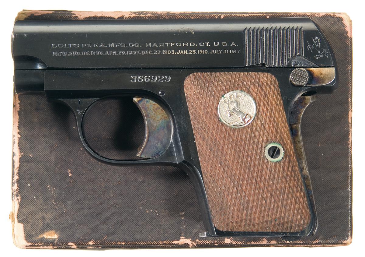Excellent Colt Model 1908 Hammerless .25 Pocket Pistol with Original Box