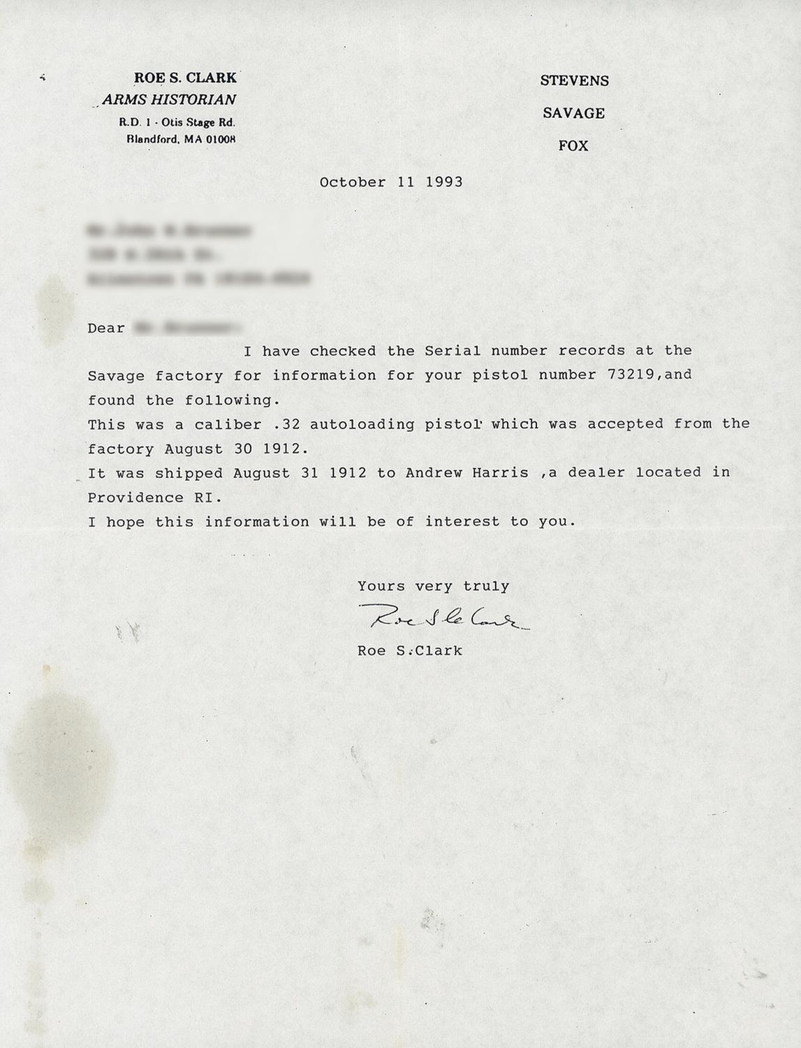 Outstanding Savage Model 1907 Semi-Automatic Pistol with Box and Roe ...