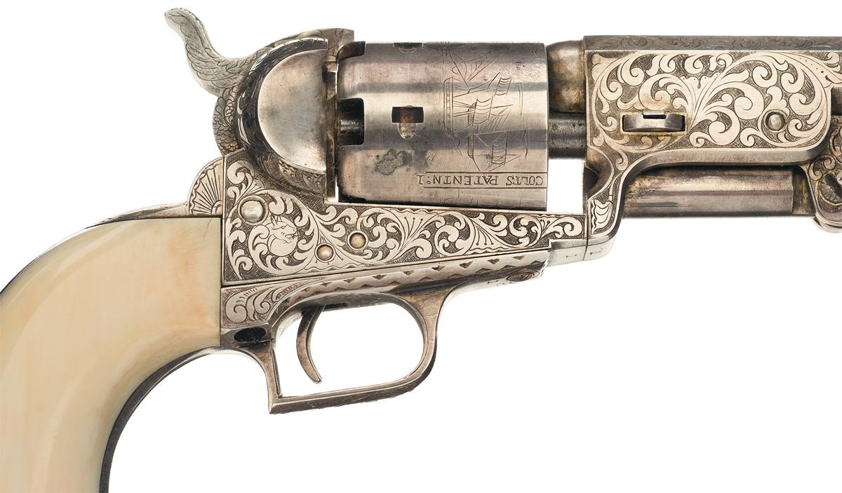 Cased Engraved Miniature Copy of a Colt Model 1851 Navy Percussion ...