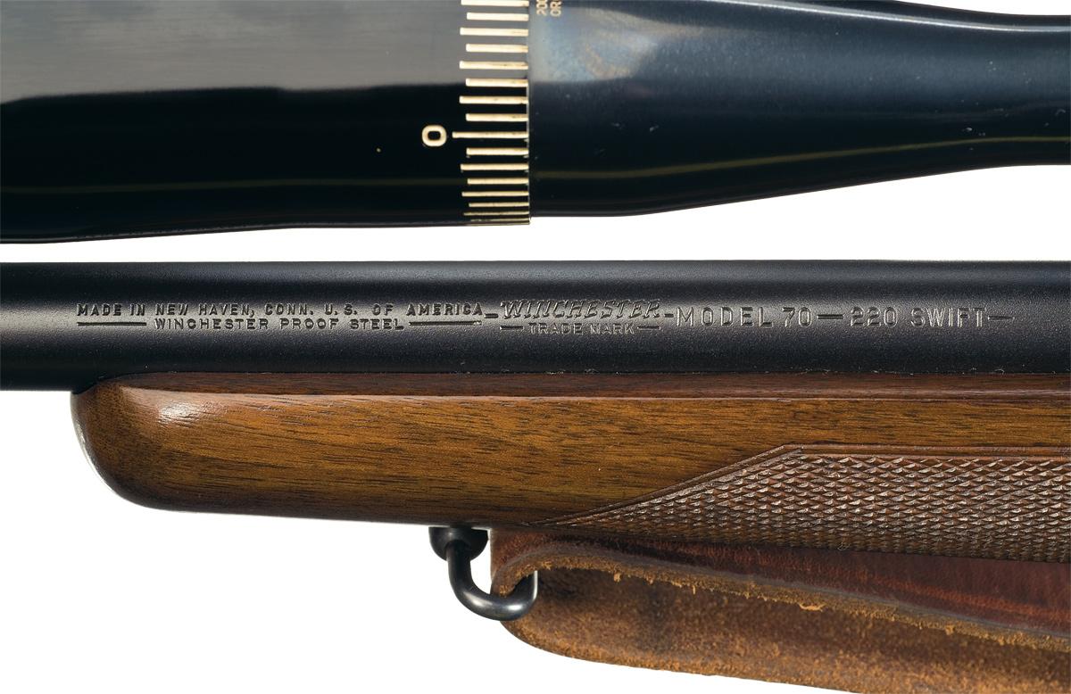 Pre-64 Winchester 220 Swift Model 70 Bolt Action Rifle with a Lyman ...