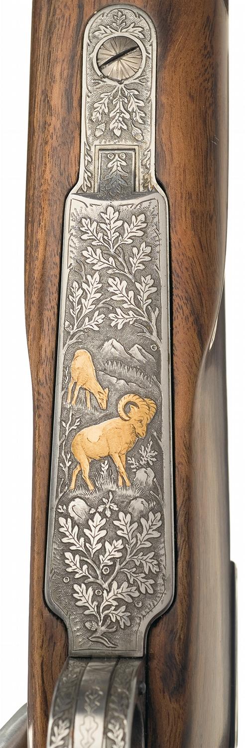 Custom Steyr 98 Bolt Action Rifle with Engraving and Gold Animal Inlay