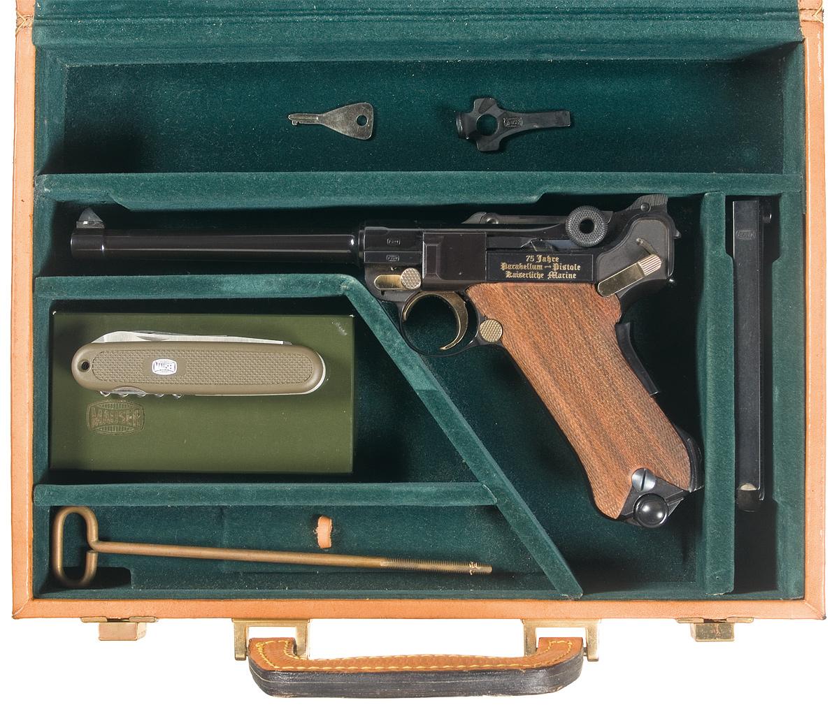 Mauser "75th Year" Anniversary Navy Luger Pistol with Leather Case ...