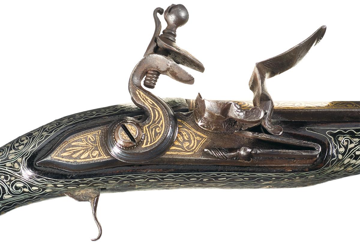 Pair of Elaborately Decorated Gold Overlaid Mediterranean Flintlock ...