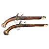 Pair of Elaborate Gold Chased 18th Century Flintlock Pistols A) 18th ...