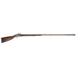 French Half Stock Flintlock Fowler with Gold Inlaid Damascus Barrel and ...