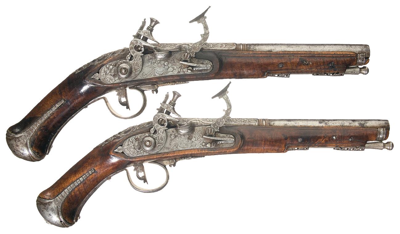Pair of Brescian Late 17th Century Snaphaunce Flintlock Pistols A ...