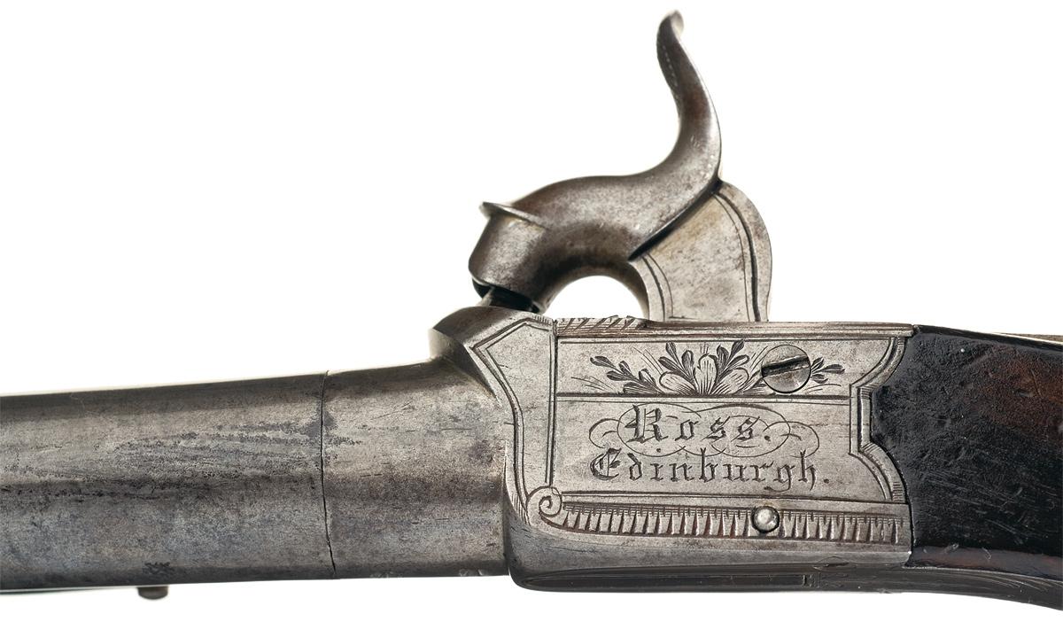 Matched Pair of Ross Edinburgh Marked Percussion Pistols with Snap ...