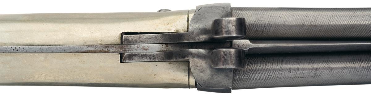 Silver Hilted European Double Barrel Sword Pistol with Sheath