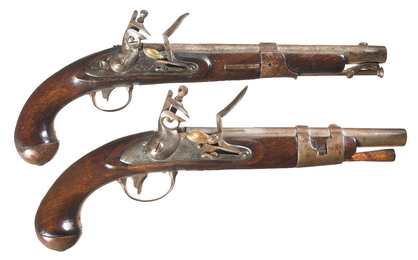Two U.S. Simeon North Flintlock Pistols A) U.S. Simeon North Model 1819 ...