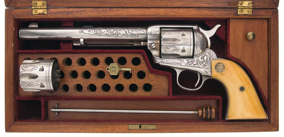 Cased Custom Engraved Colt Single Action Army Revolver with Extra ...