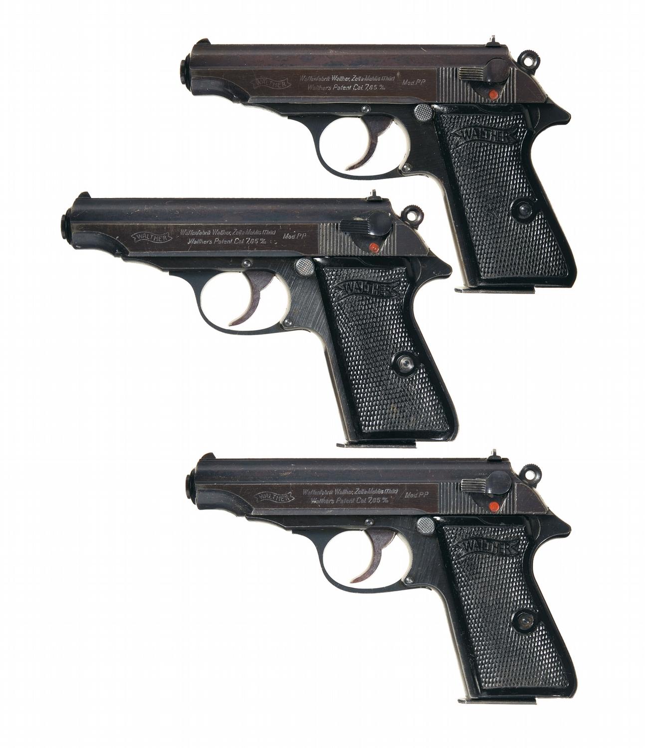 Three Consecutively Serial Numbered Walther Model PP Semi-Automatic ...