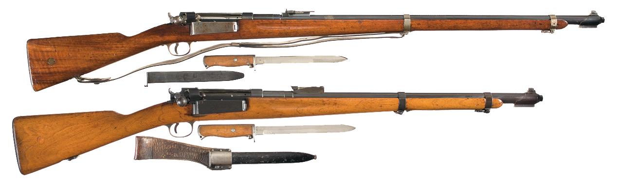 Two Krag Bolt Action Long Guns A) Danish Model 1889 Krag Jorgensen Bolt ...
