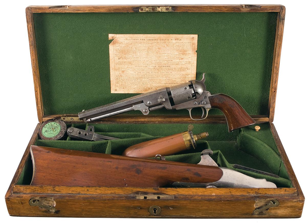 Rare Cased Hartford London Colt Model 1851 Navy Percussion Revolver ...