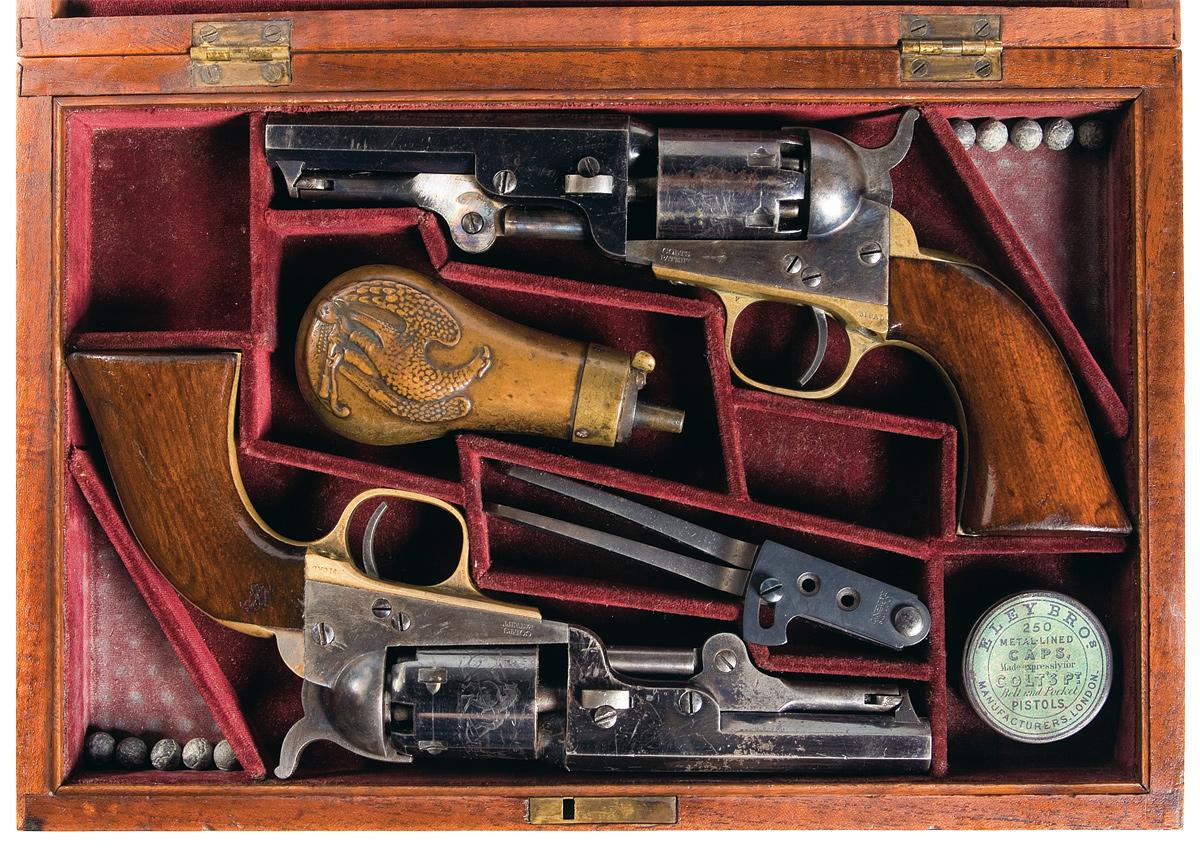 Excellent Pair of Colt 1849 Revolvers in Case A) Colt Model 1849 Pocket ...