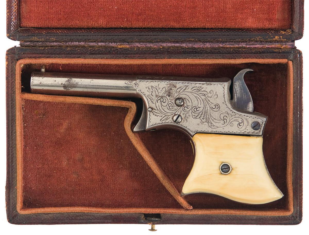Engraved Remington Vest Pocket Derringer with Ivory Grips and Case