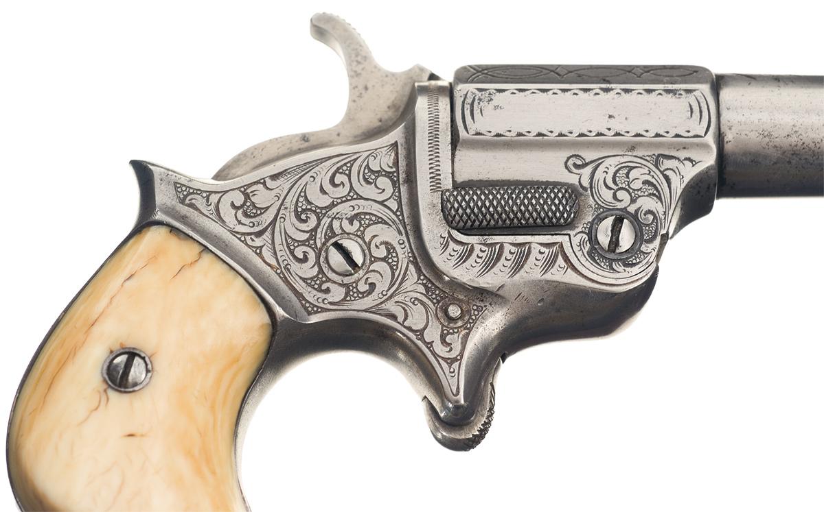Rare Cased Engraved Iron Frame Ballard Single Shot Derringer with Ivory ...
