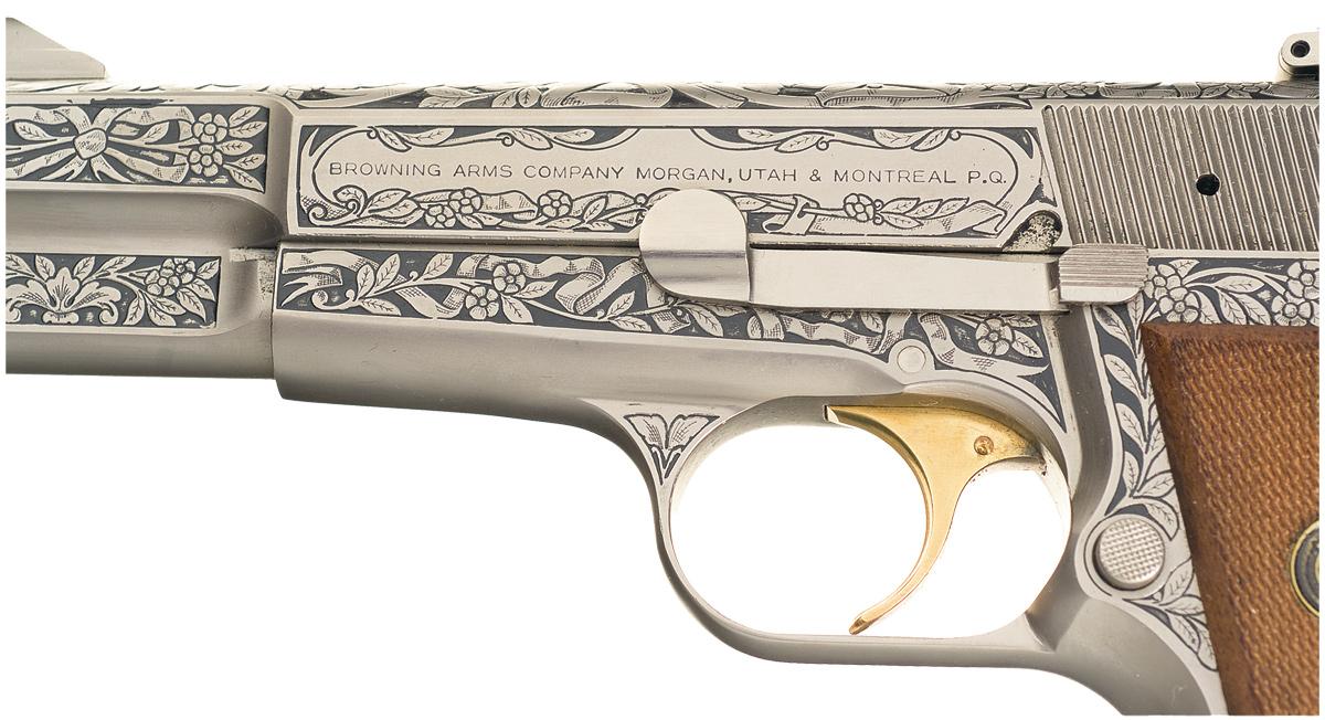 Cased Engraved Belgian Browning High Power Semi-Automatic Pistol