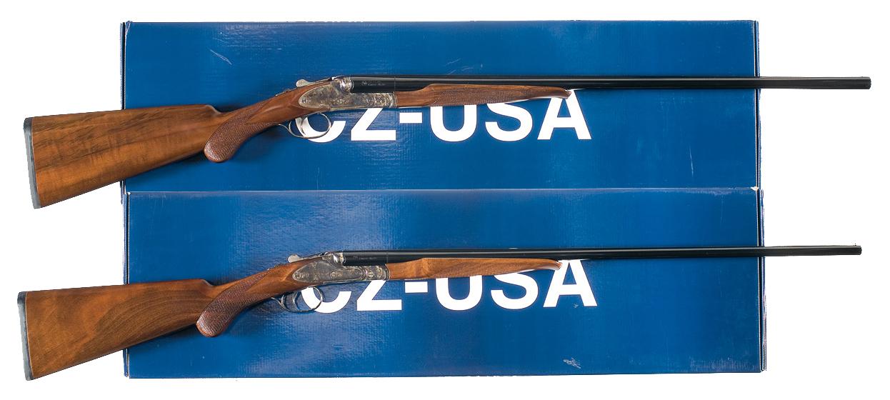 Two CZ Small Gauge Double Barrel Shotguns A) Engraved CZ Model Ringneck ...
