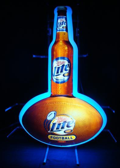 Miller Lite Beer Football Neon Bar Sign Ball Bottle