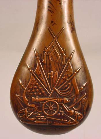 EARLY METAL GUN POWDER FLASK